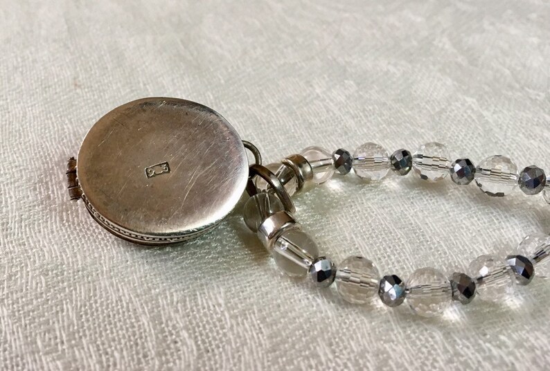 Silver and Crystal Hinged Pill Box/ Locket Necklace - Etsy