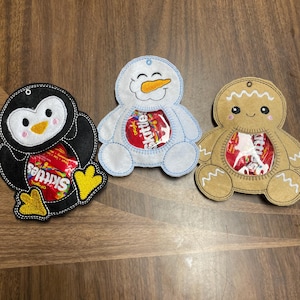 Christmas Snowman, Penguin, Gingerbread Man Treat Pouch, Treat Bag ...