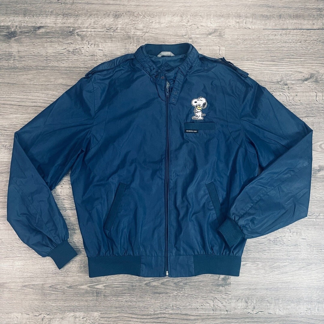 Vintage Retro 80s Upcycled Navy Blue Members Only Peanuts Snoopy ...