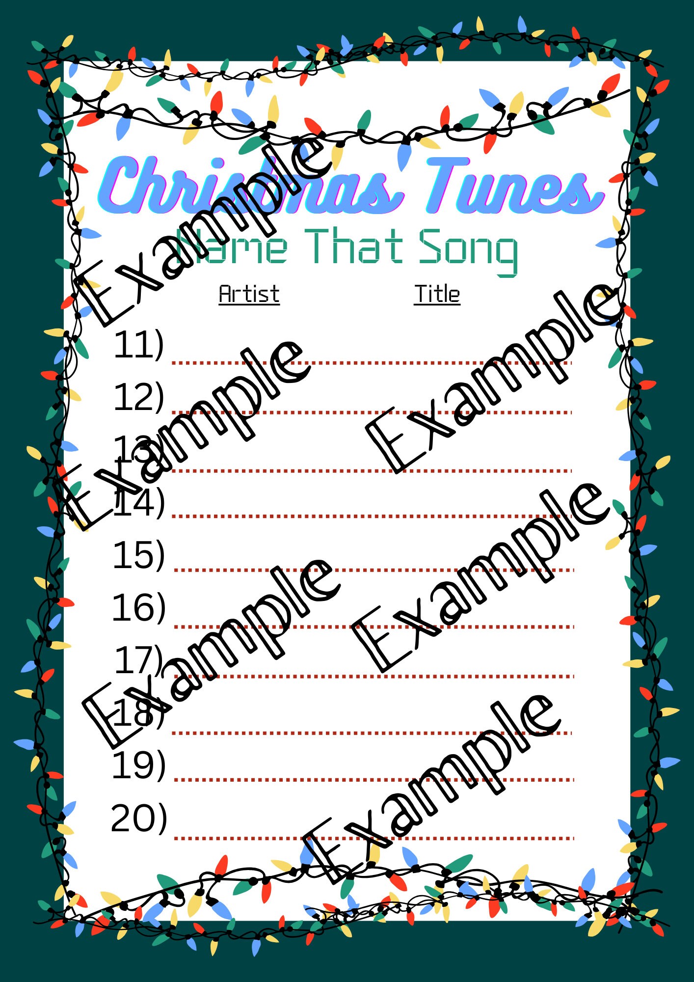 Festive Holiday Tunes Name That Song Spotify Music Party Game - Etsy