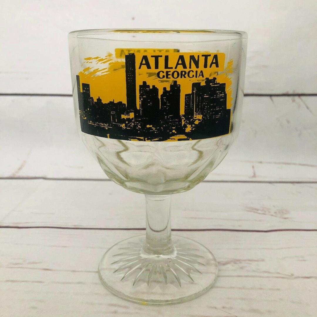 Vintage ATL Atlanta Georgia GA Yellow Black Skyline Souvenir Goblet ...