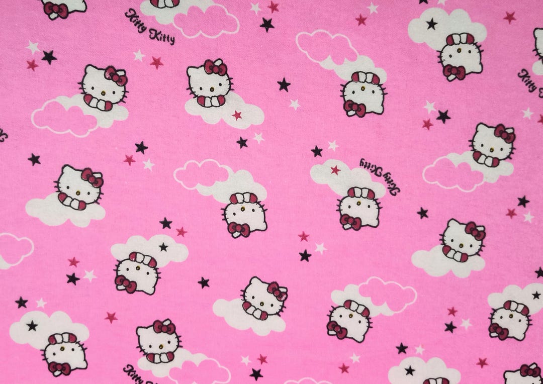 Hello Kitty Pink Flannel Fabric - 1/2 Meter - Etsy