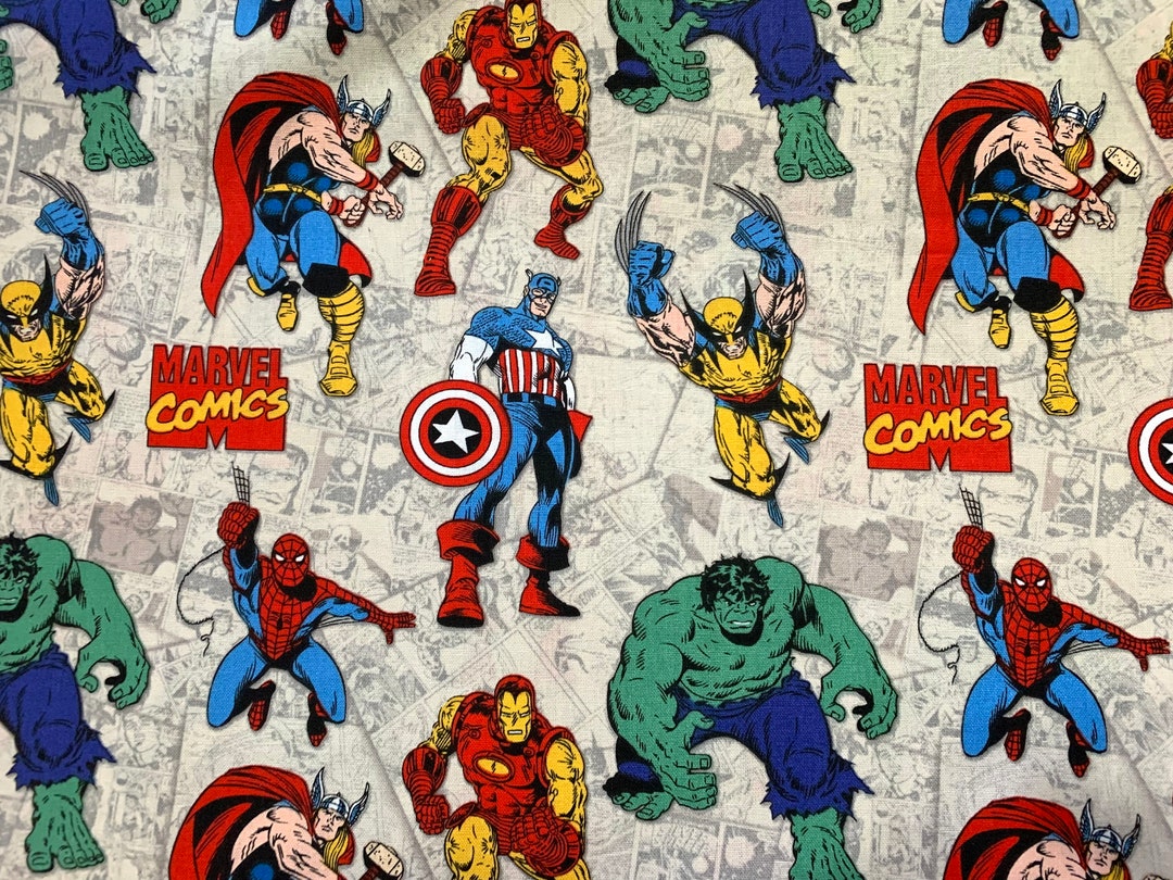 Marvel Comics Cream Fabric 1/2 Meter Cotton Fabric - Etsy