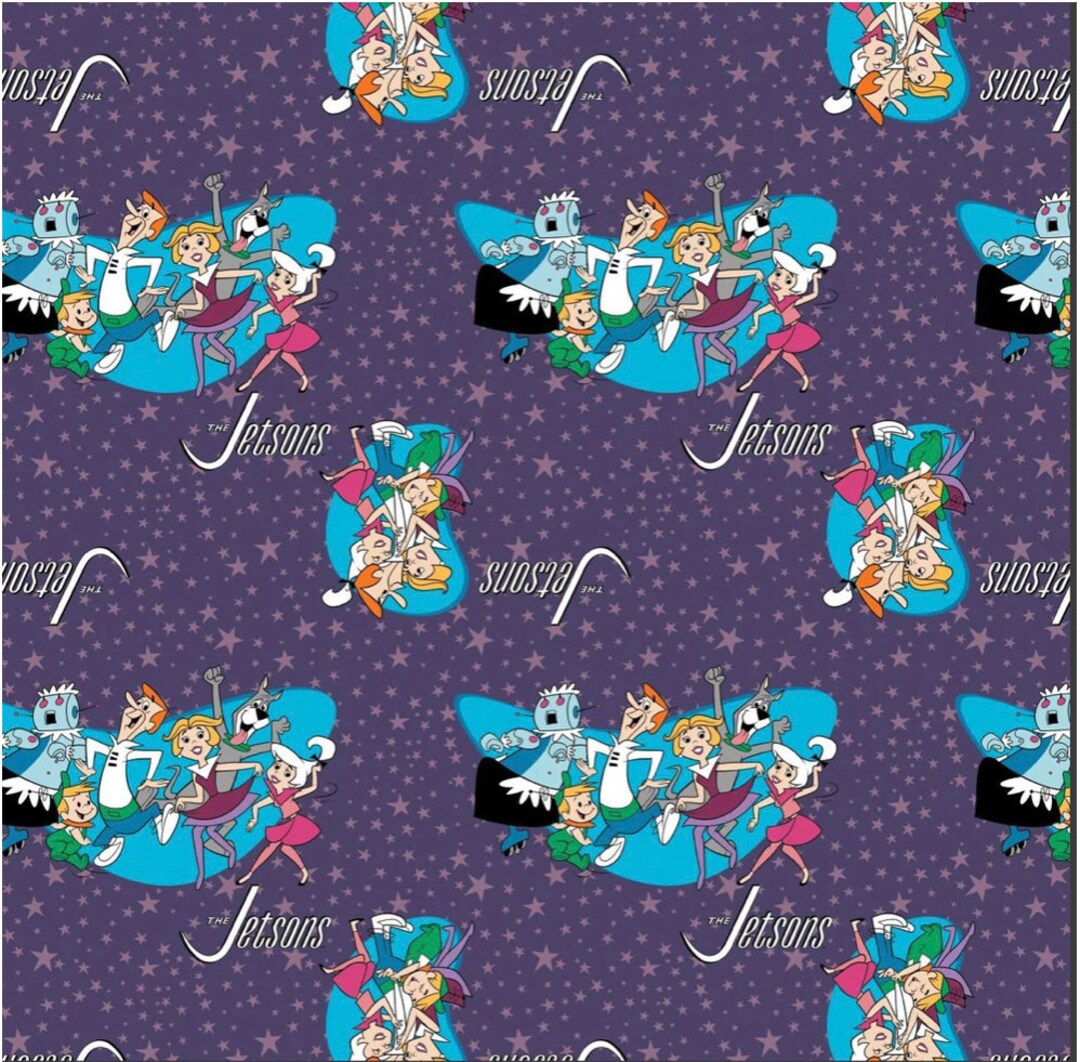 The Jetsons - Retro Shapes - Purple Fabric - 1/2 Meter - Cotton Fabric ...
