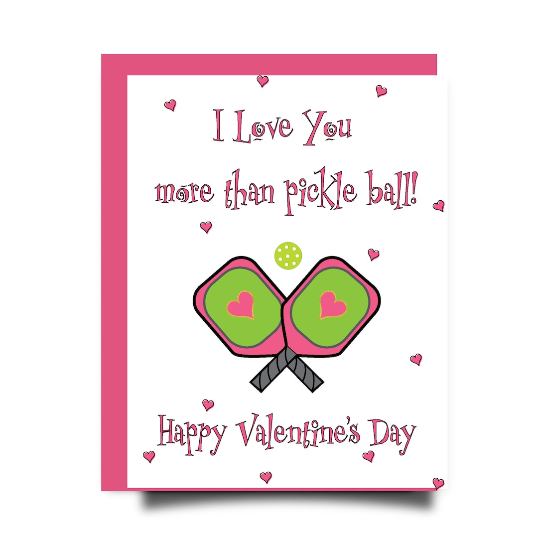 Pickleball Love Card Cute Valentine Card for Pickleball Player Card ...