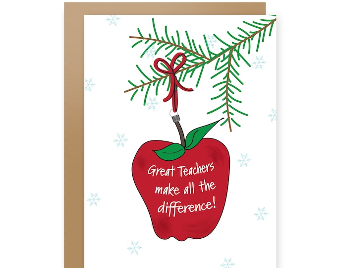 Teacher Christmas Card Teacher Holiday Cardteacher Appreciation Card ...