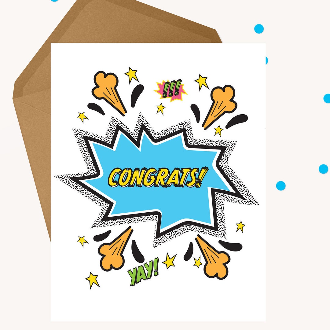 Congrats Card Proud of You Card Congratulations Card Comic Book Themed ...