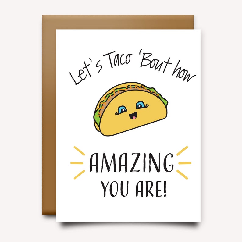 Taco Card Proud of You Card Thank You Card You Are Amazing - Etsy