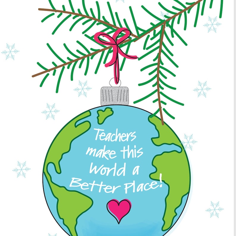 Teacher Christmas Card Teacher Appreciation Card Personalized - Etsy