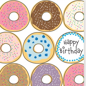 Donut Birthday Card Donut Card Happy Birthday Card Food Card From ...