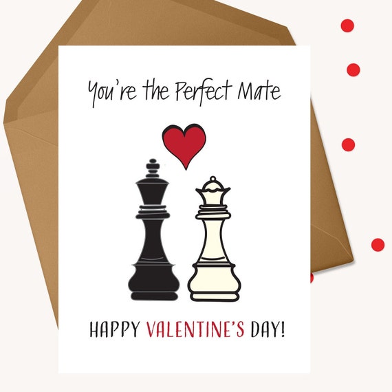 Perfect Mate Valentine Card Chess Themed Valentine Romantic | Etsy