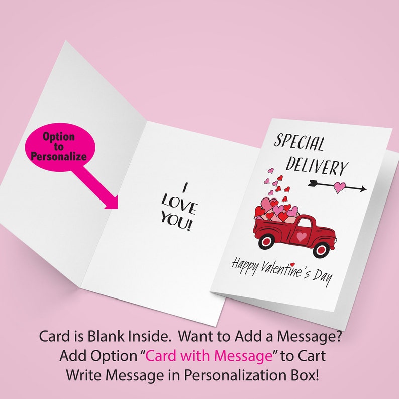 Valentine Card Heart Card Red Truck Valentine Card for | Etsy