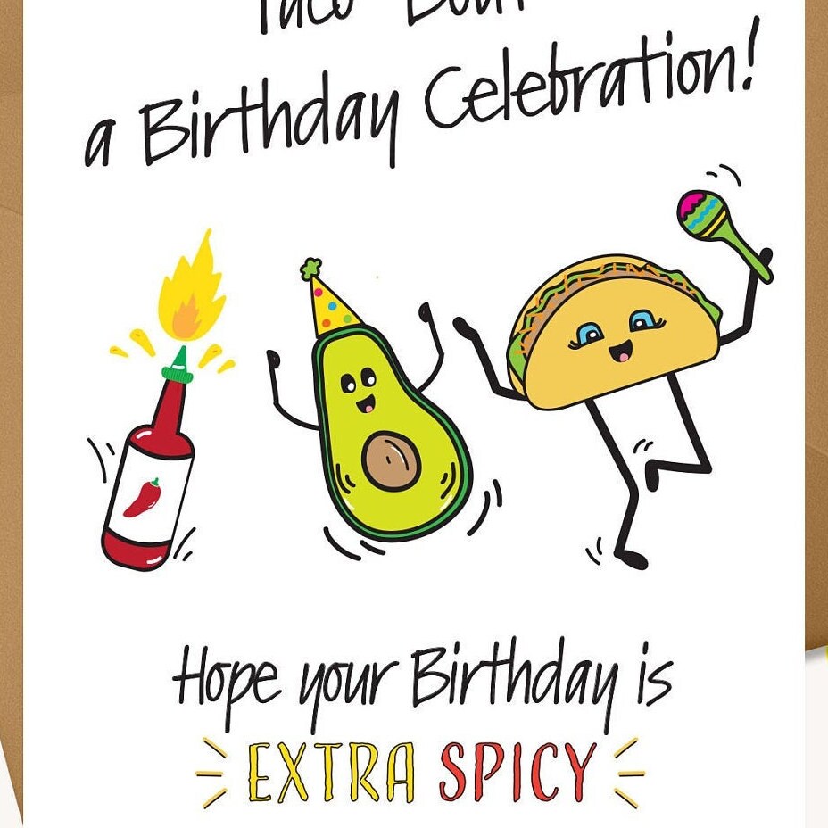 Taco Card Cute Birthday Card Celebration Card Funny Happy - Etsy