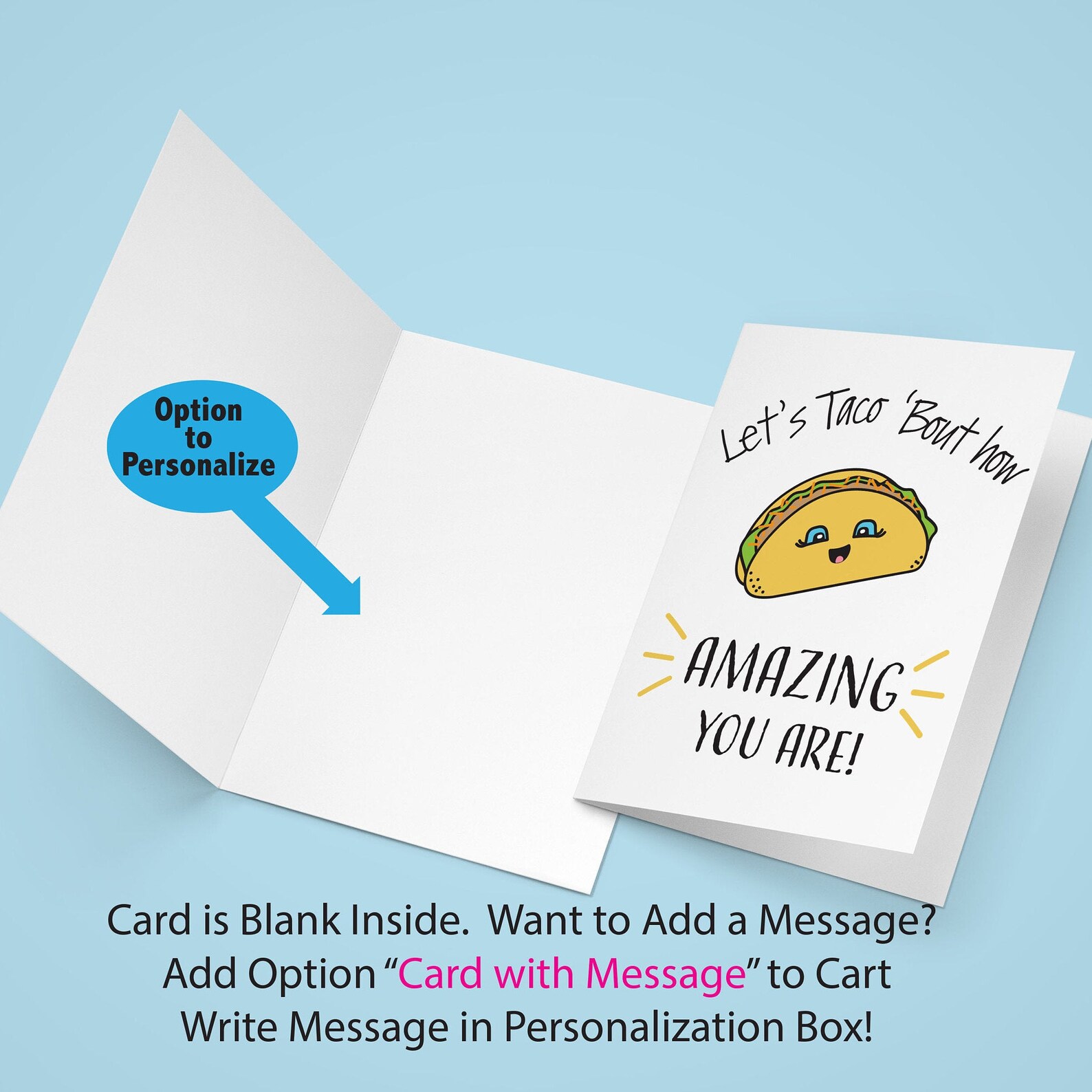 Taco Card Proud of You Card Thank You Card You Are Amazing Cute ...