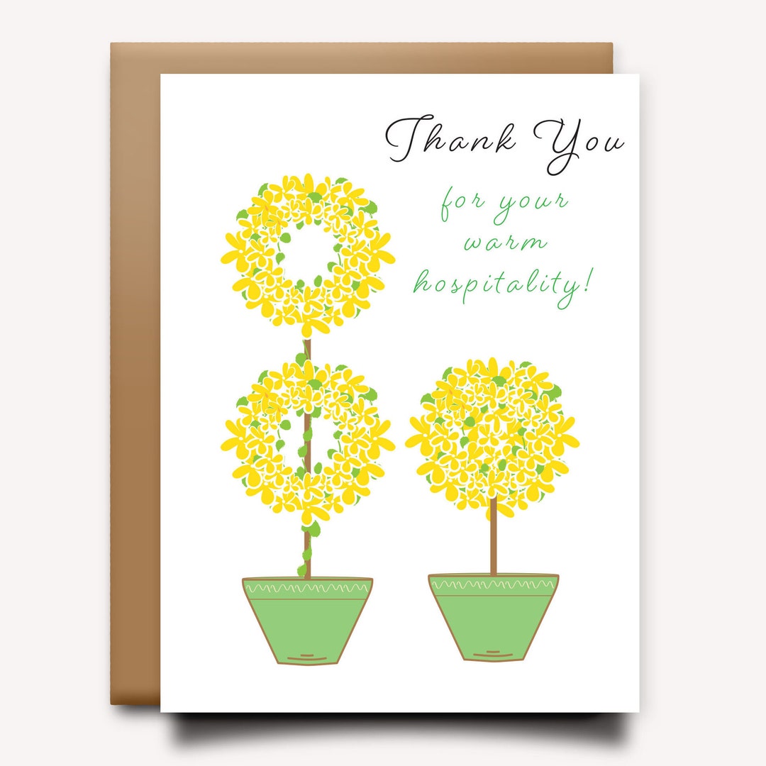 Thank You Card Thank You Gift Appreciation Card Hospitality Thank You ...