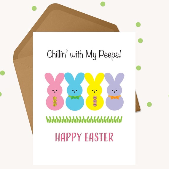 Easter Card Peeps Easter Card Happy Easter Card Chillin With - Etsy