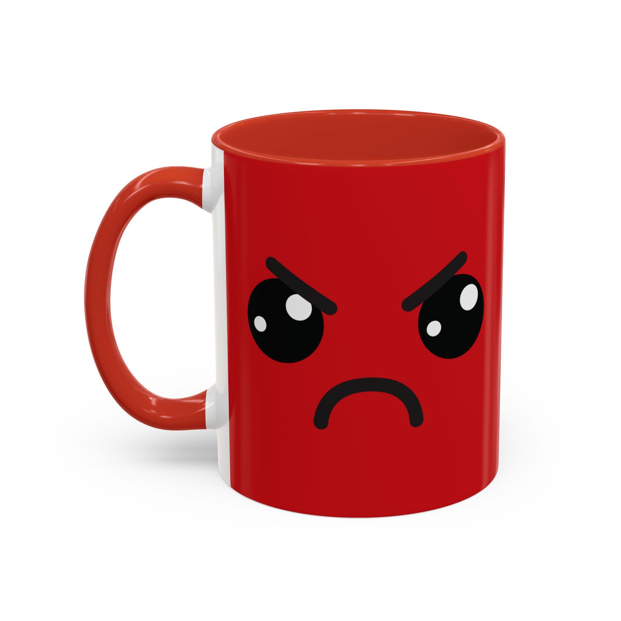 Red Angry Face Mug - Unique Ceramic Coffee Cup, Fun Cartoon Design ...