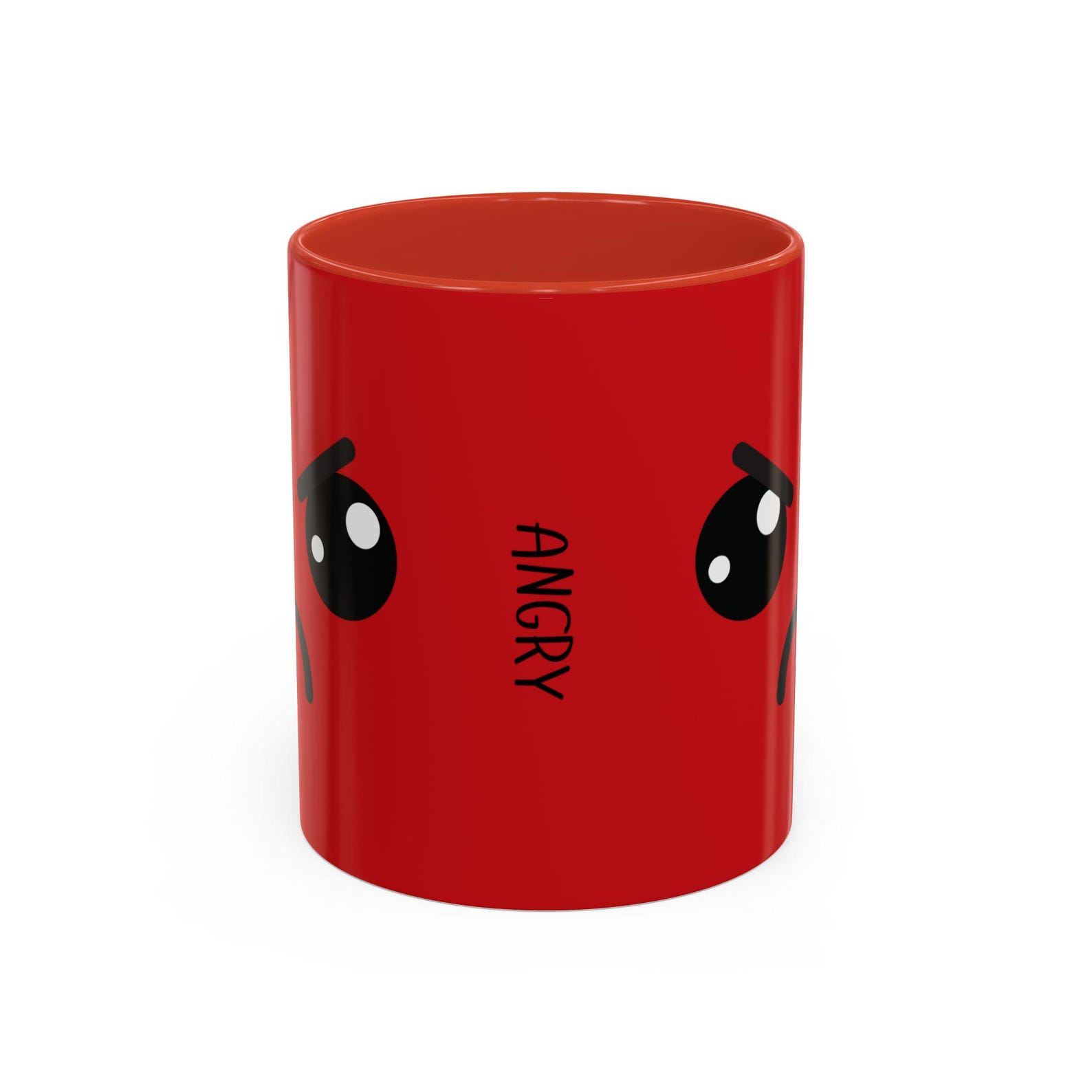 Red Angry Face Mug - Unique Ceramic Coffee Cup, Fun Cartoon Design ...