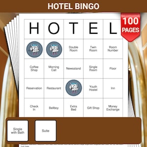 Hotel Bingo Cards - 100 Pages to Download and Print - Etsy
