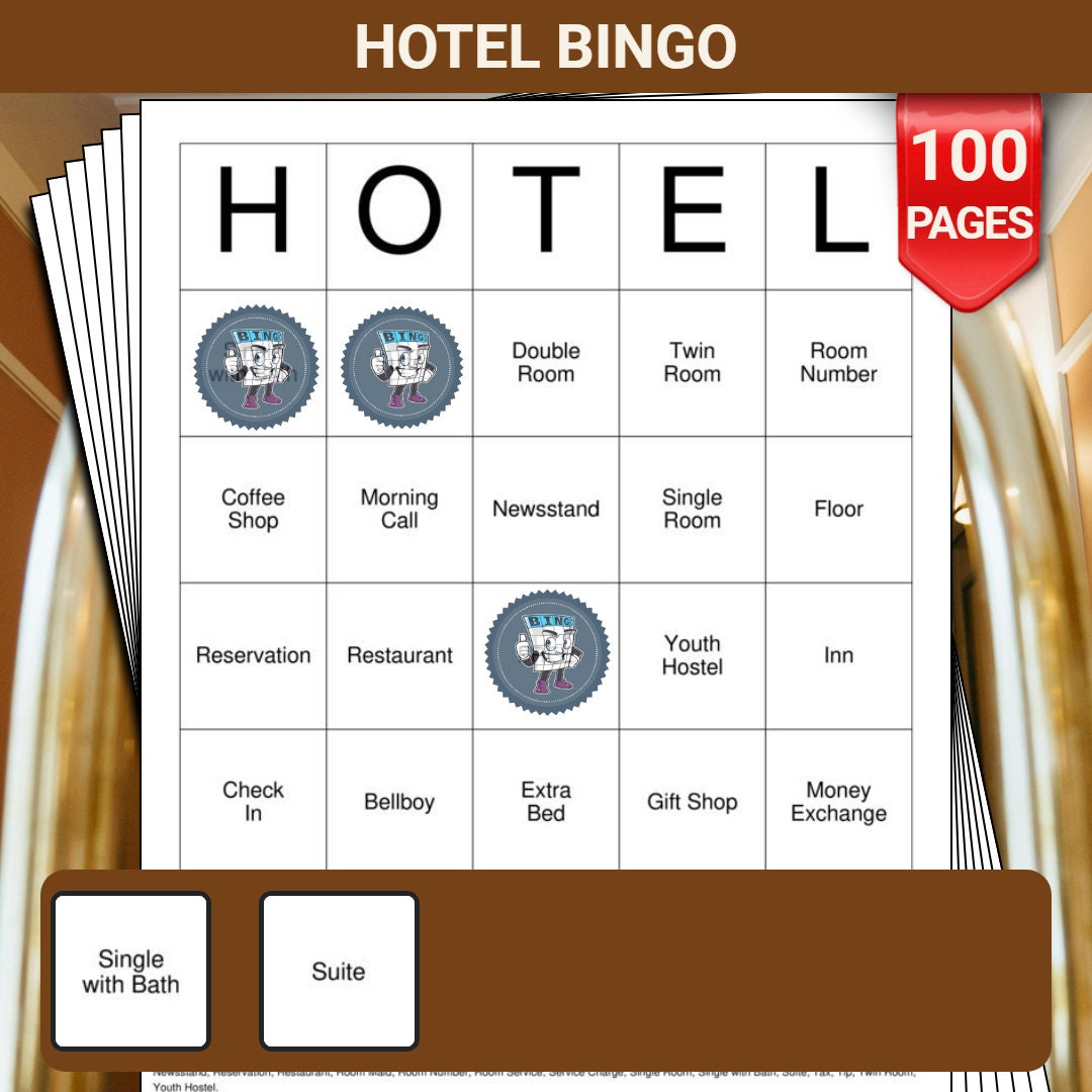 Hotel Bingo Cards - 100 Pages to Download and Print - Etsy