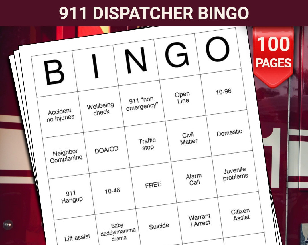 911 Dispatcher Bingo Cards 100 Pages to Download and Print - Etsy