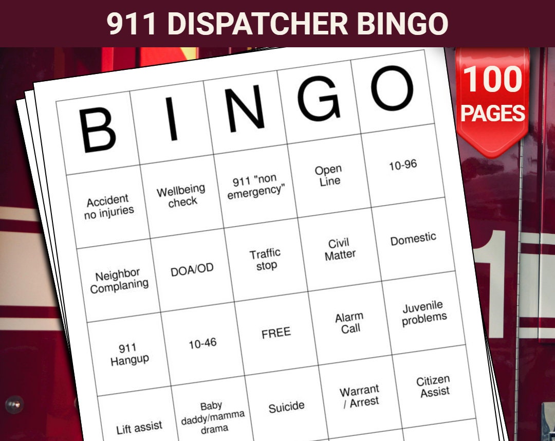 911 Dispatcher Bingo Cards 100 Pages to Download and Print - Etsy