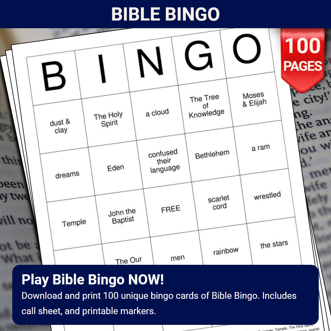 Bible Bingo Cards - 100 Pages to Download and Print - Etsy