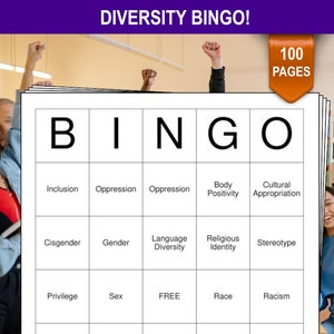 Diversity Bingo Cards 100 Pages Download and Print Bingo Instantly ...