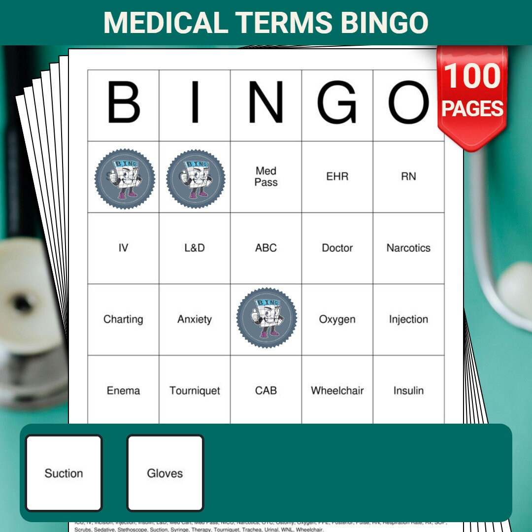 Medical Terms Bingo Cards - 100 Pages to Download and Print - Etsy