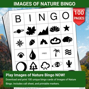 Images of Nature Bingo Cards - 100 Pages to Download and Print - Etsy