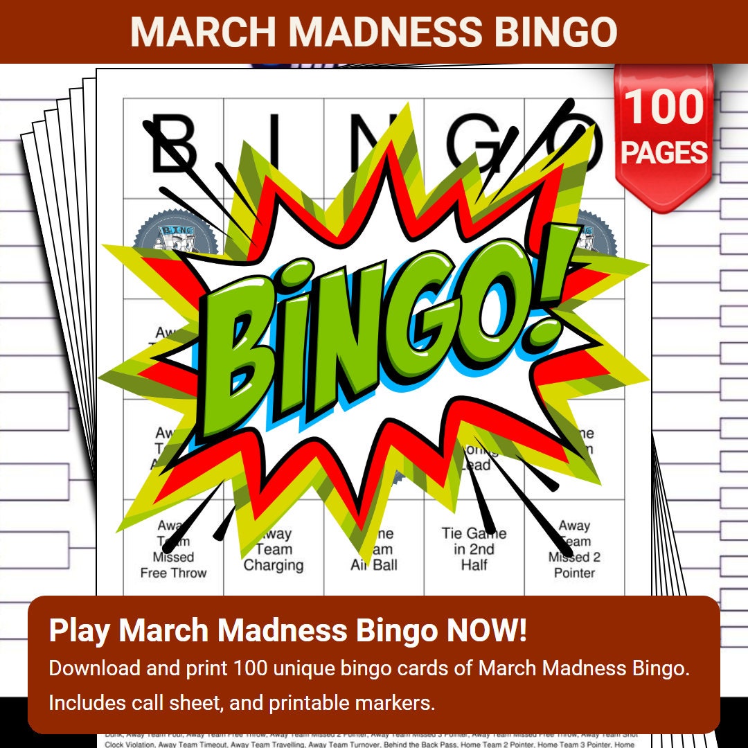 March Madness Bingo Cards 100 Pages to Download and Print - Etsy