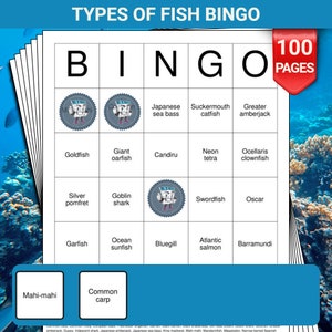 Types of Fish Bingo Cards - 100 Pages to Download and Print - Etsy