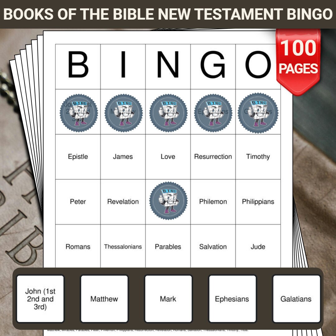 Books of the Bible New Testament Bingo Cards - 100 Pages to Download ...