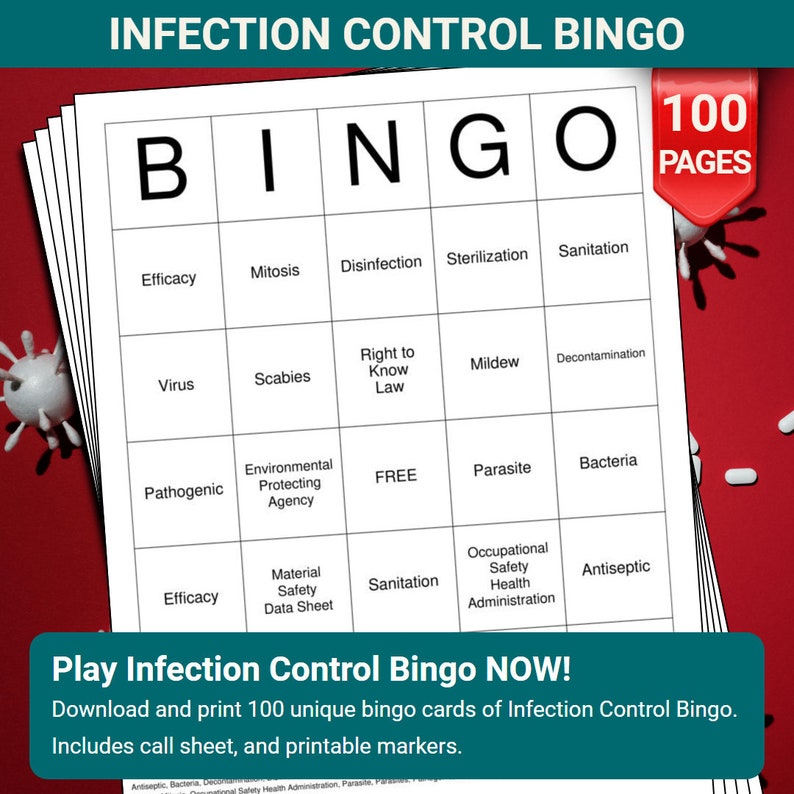 Infection Control Bingo Cards - 100 Pages to Download and Print - Etsy