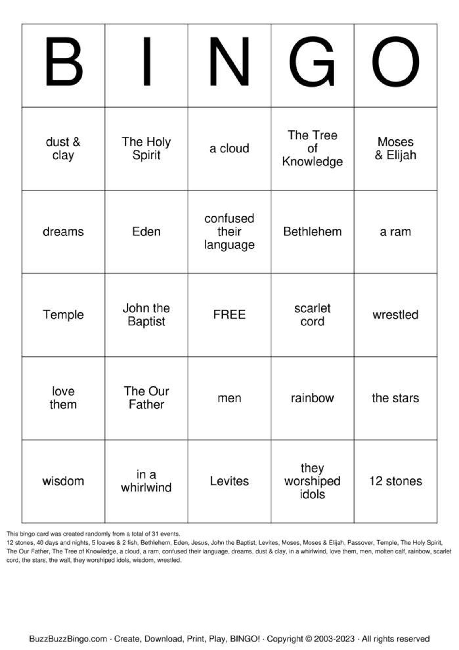 Bible Bingo Cards - 100 Pages to Download and Print - Etsy