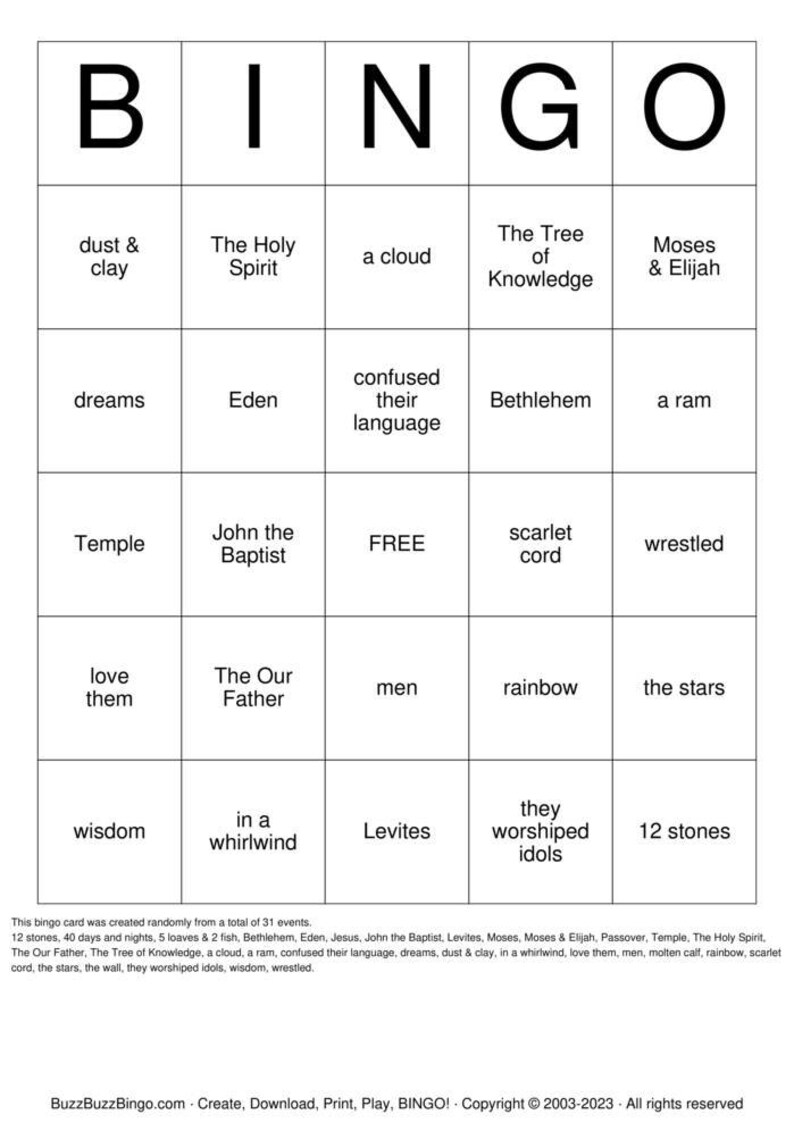 Bible Bingo Cards - 100 Pages to Download and Print - Etsy