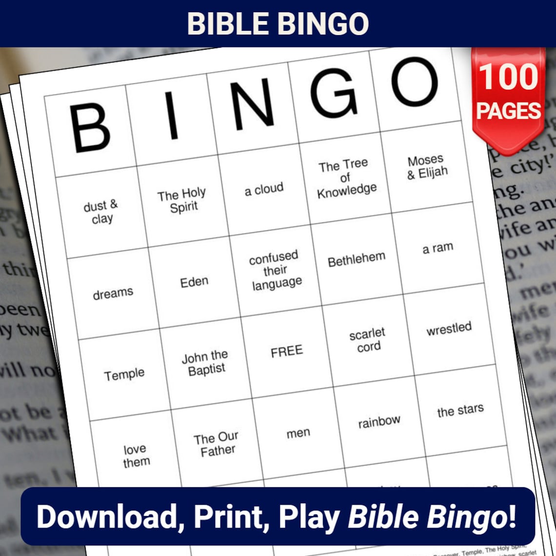 Bible Bingo Cards - 100 Pages to Download and Print - Etsy