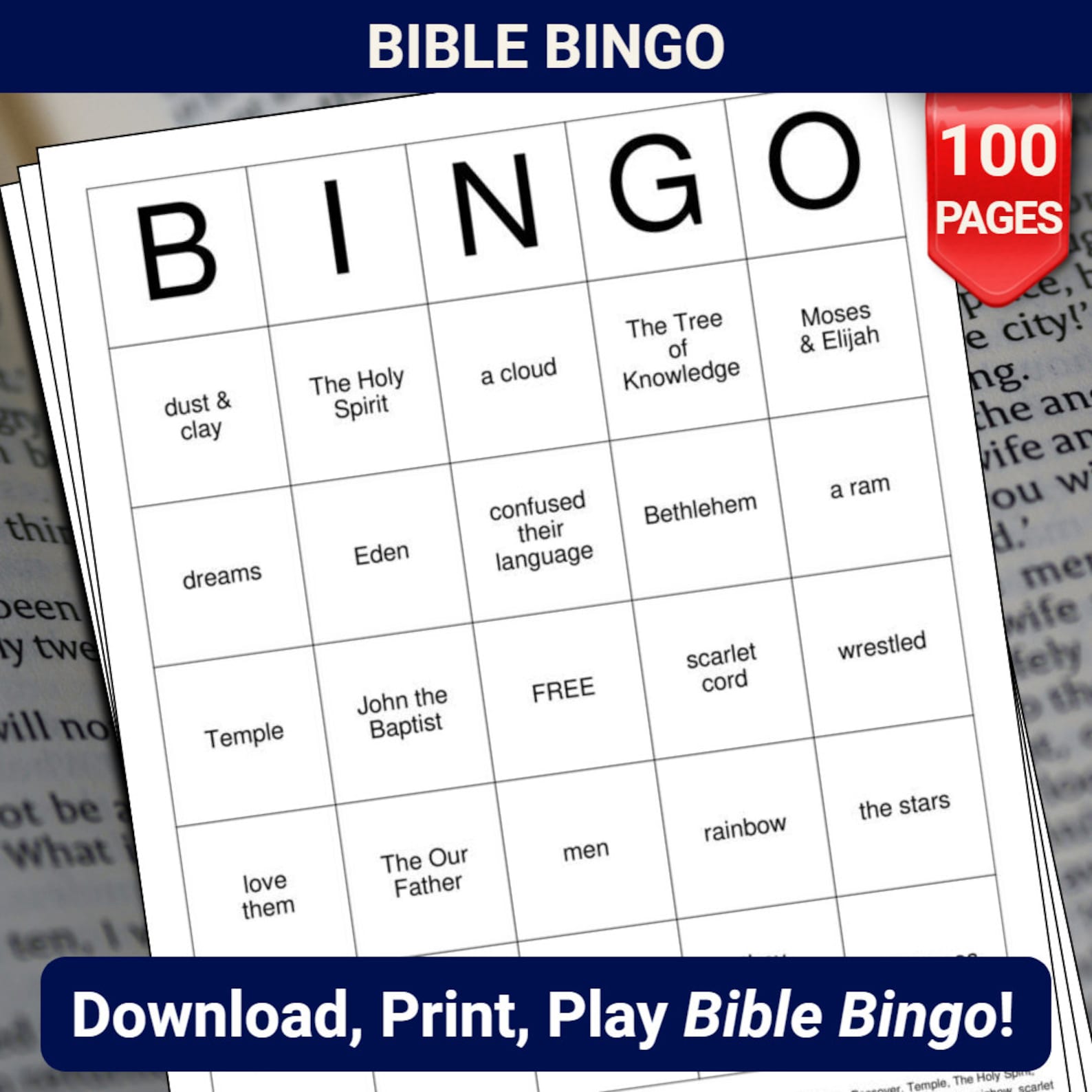 Bible Bingo Cards - 100 Pages to Download and Print - Etsy