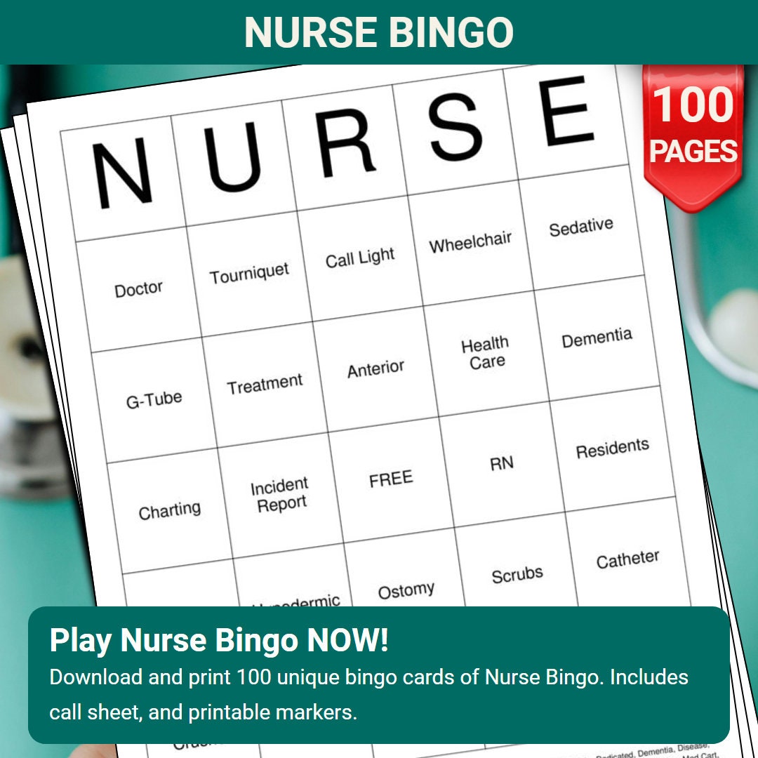 Nurse Bingo Cards - 100 Pages to Download and Print - Etsy