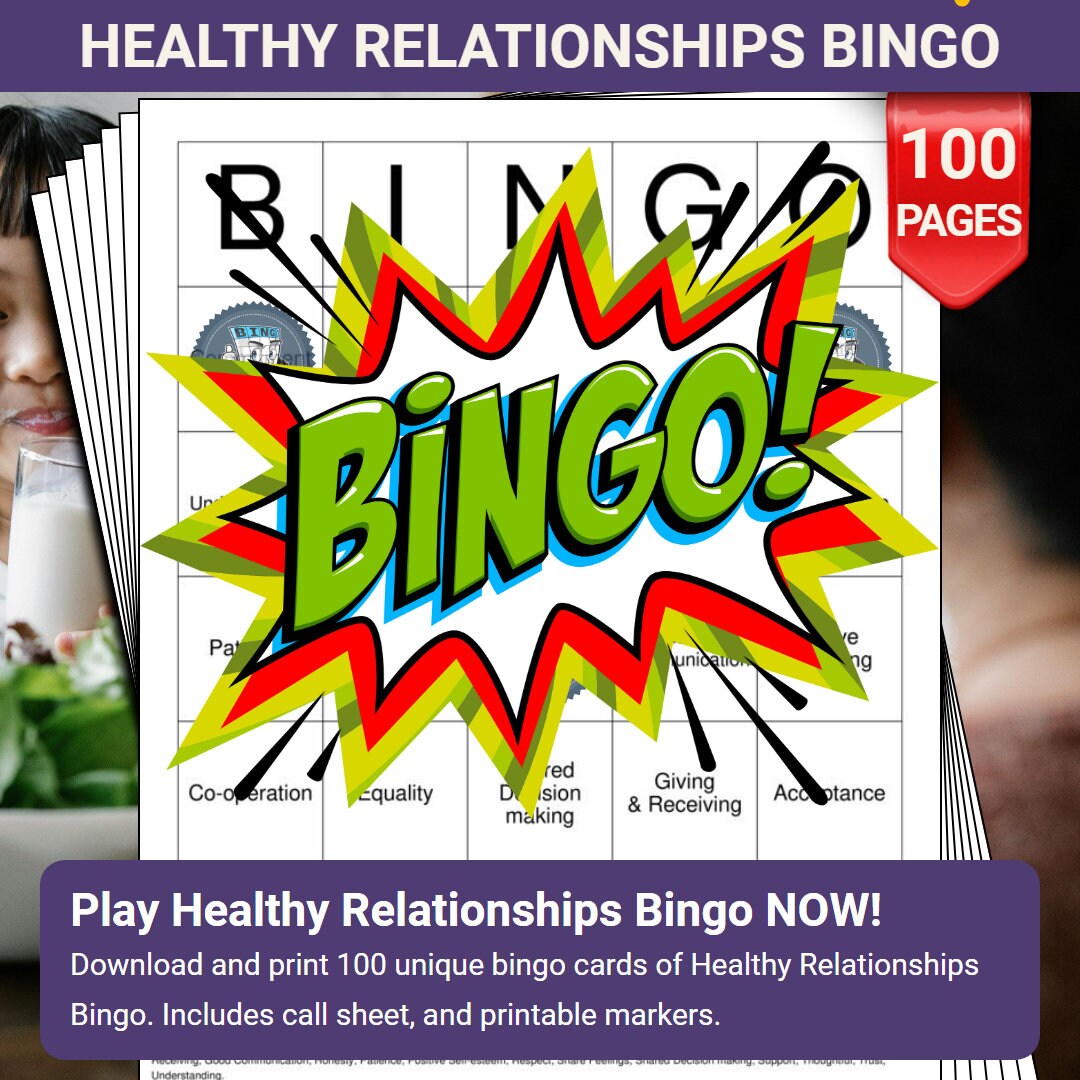 Healthy Relationships Bingo Cards - 100 Pages to Download and Print - Etsy