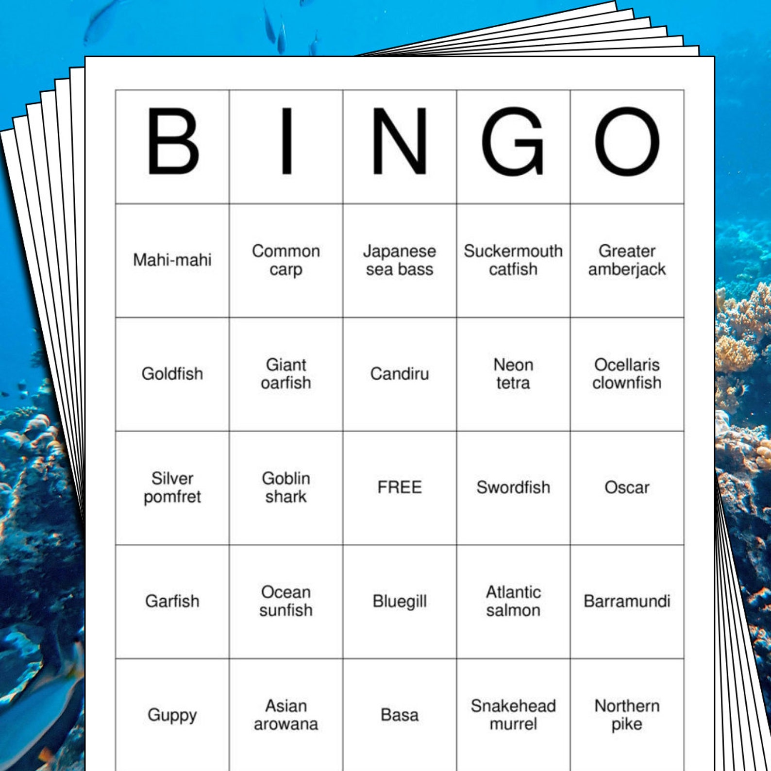 Types of Fish Bingo Cards - 100 Pages to Download and Print - Etsy