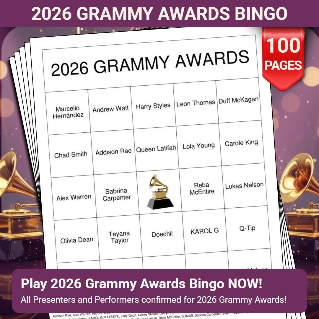 2026 Grammy Awards Bingo Cards - 100 Pages to Download and Print - Etsy