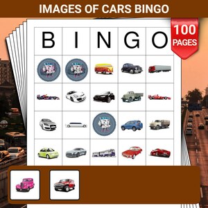 Images of Cars Bingo Cards - 100 Pages to Download and Print - Etsy