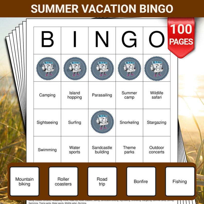 Summer Vacation Bingo Cards 100 Pages to Download and Print - Etsy
