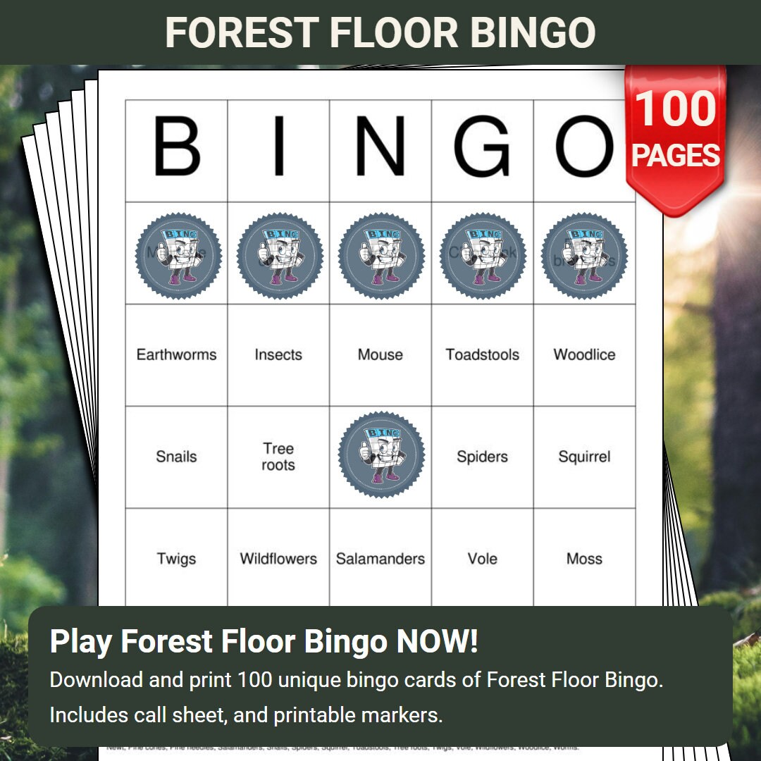 Forest Floor Bingo Cards 100 Pages to Download and Print - Etsy
