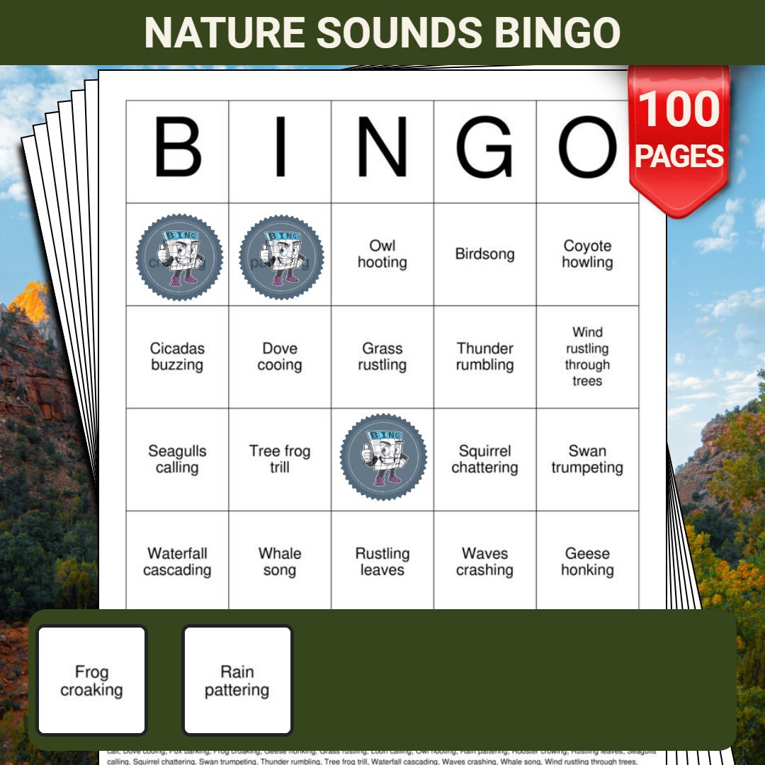 Nature Sounds Bingo Cards - 100 Pages to Download and Print - Etsy