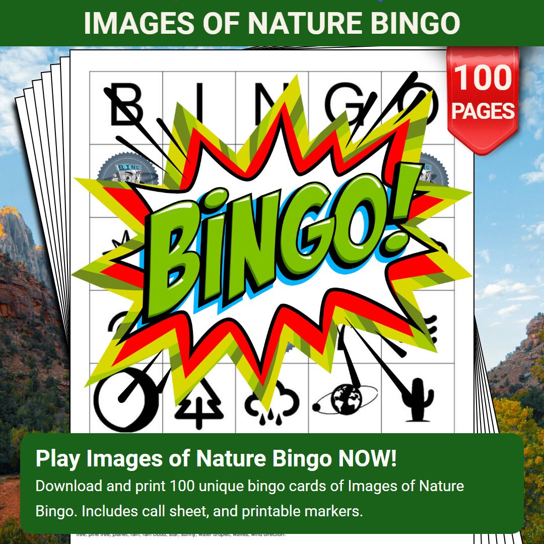Images of Nature Bingo Cards - 100 Pages to Download and Print - Etsy