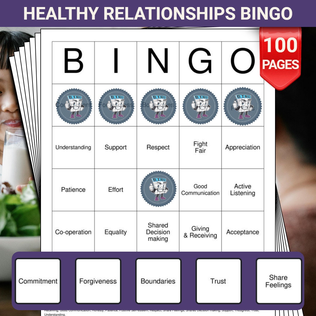 Healthy Relationships Bingo Cards - 100 Pages to Download and Print - Etsy