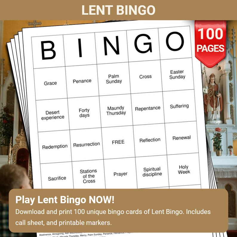 Lent Bingo Cards - 100 Pages to Download and Print - Etsy