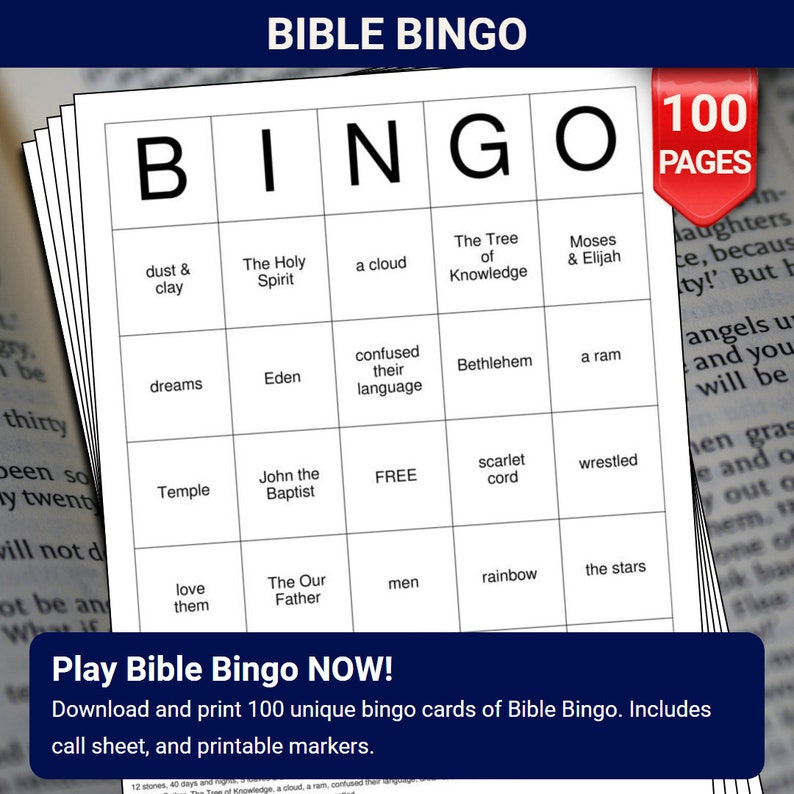 Bible Bingo Cards - 100 Pages to Download and Print - Etsy